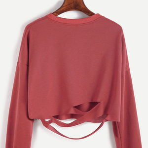 Tops | Brick Red Drop Shoulder Cut Out Crop Tshirt | Poshmark